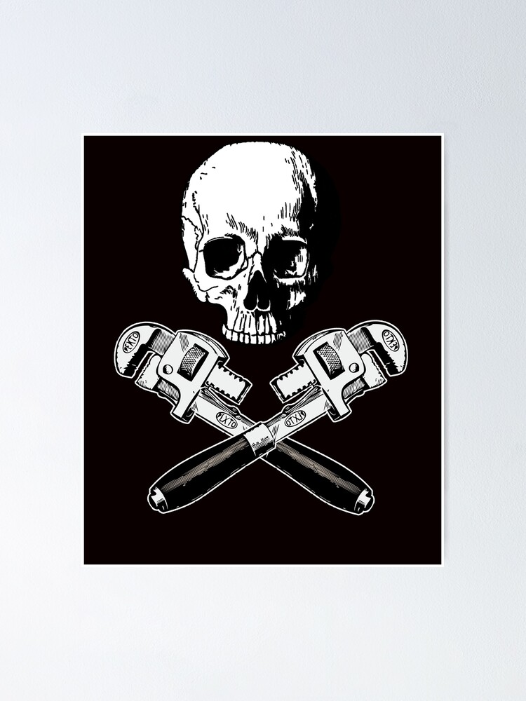 "Skull Cross bones CROSSBONES pirate plumber pipewrench pipe fitter ...