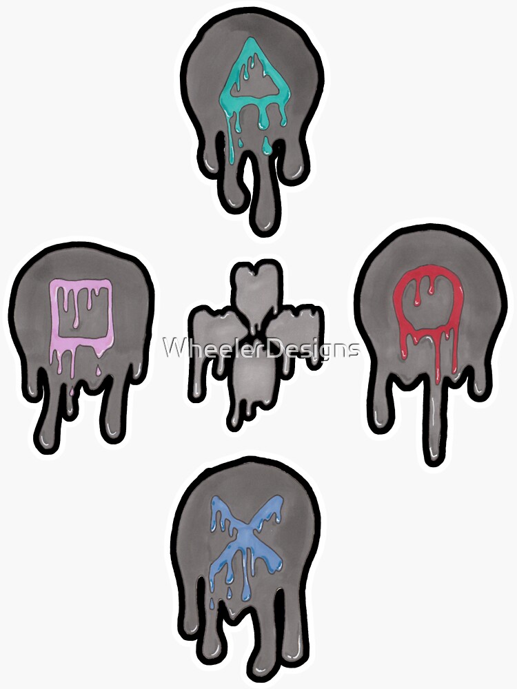 "paint drip gamer button set " Sticker by WheelerDesigns | Redbubble