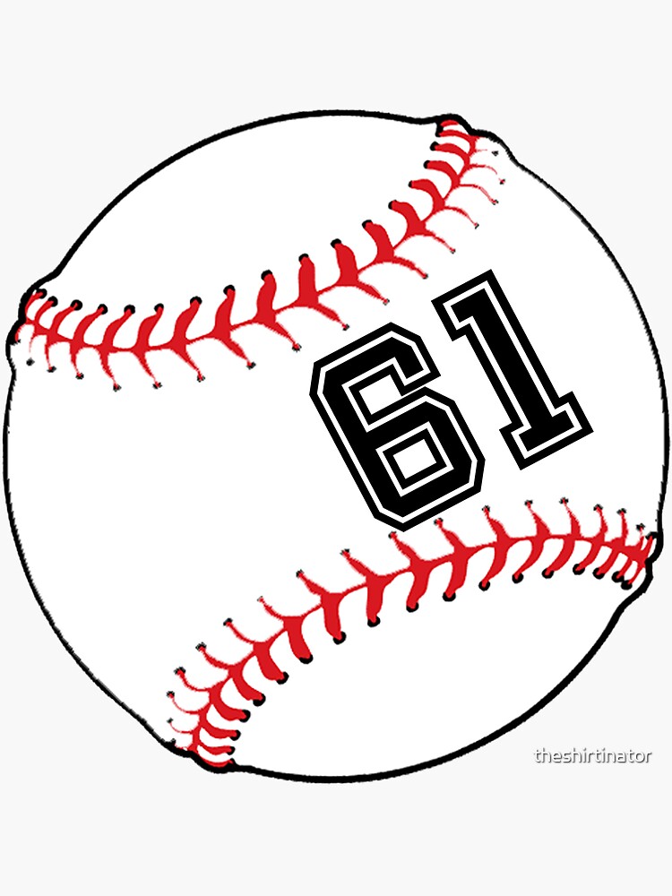 "Baseball Player Jersey No 61 Back Number #61 Ball Sport Sticker Gift ...