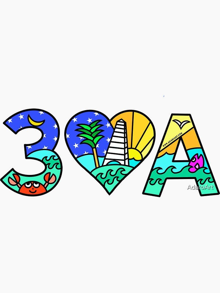 "30a Logo Day and Night" Sticker for Sale by AdaroArt | Redbubble