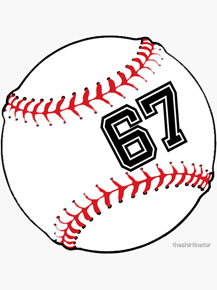 "Baseball Player Jersey No 67 Back Number #67 Ball Sport Sticker Gift ...