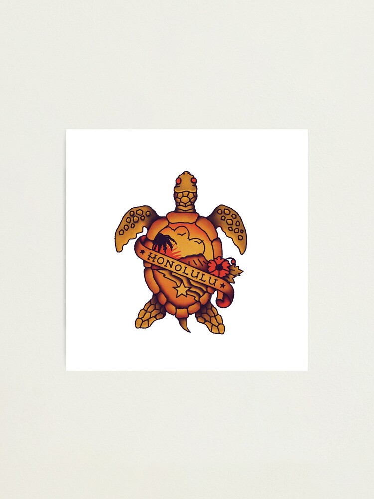 "Honolulu Turtle - Old School American Style Tattoo" Photographic Print ...