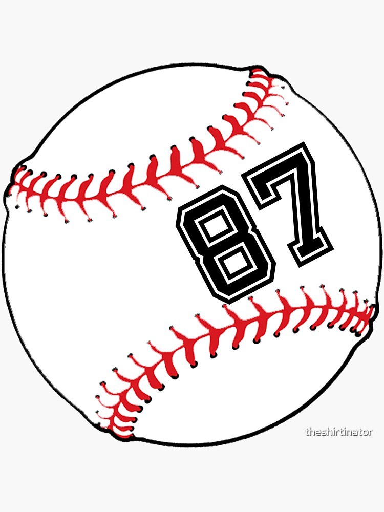"Baseball Player Jersey No 87 Back Number #87 Ball Sport Sticker Gift ...