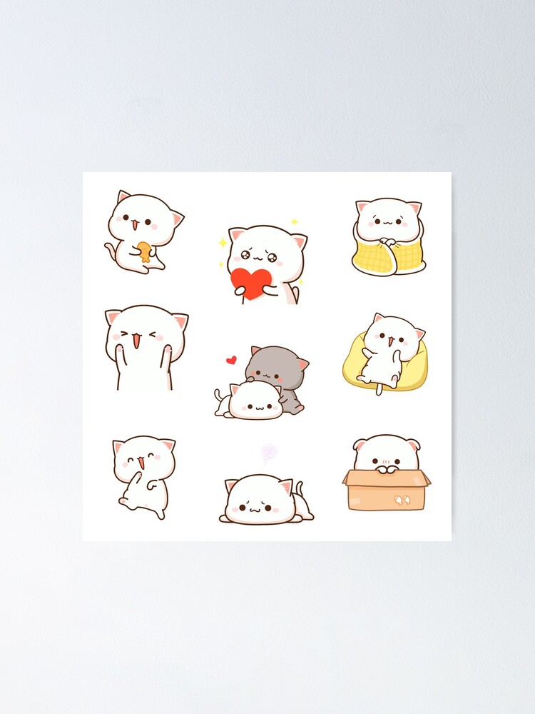 "Chibi Cat Set 9 Pieces Line" Poster by wannabe311 | Redbubble