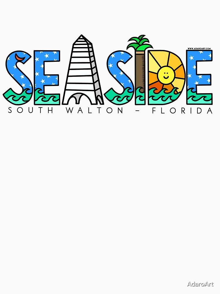 "Seaside Florida 30A Illustration" T-shirt for Sale by AdaroArt ...