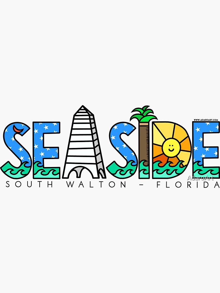 "Seaside Florida 30A Illustration" Sticker for Sale by AdaroArt | Redbubble