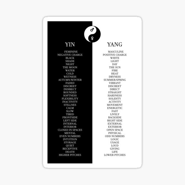 Yin And Yang Attributes Sticker By Emphatic Redbubble