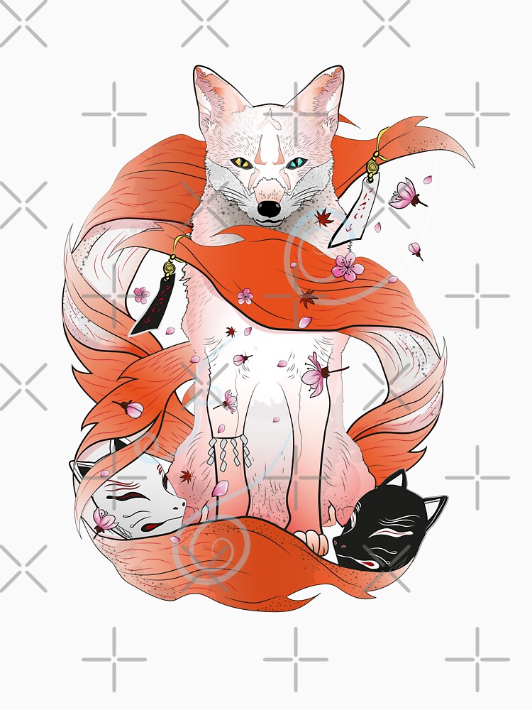 "Red Kitsune" T-shirt for Sale by noeldelmar | Redbubble | fox t-shirts ...