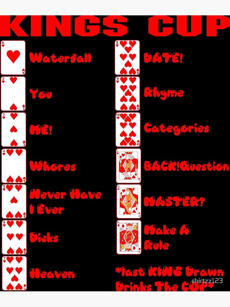  Kings Cup Card Game Drinking Game Gift Drinking Poster By Shirtzz123