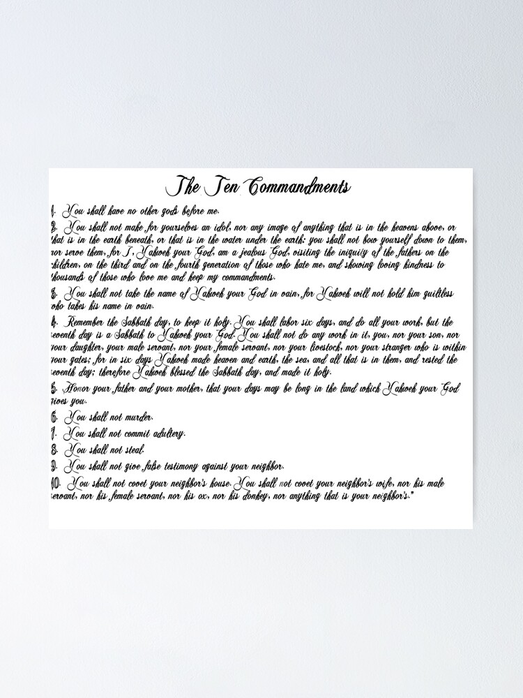 "Copy of The Ten Commandments ~ Handwriting Font" Poster by Espied ...