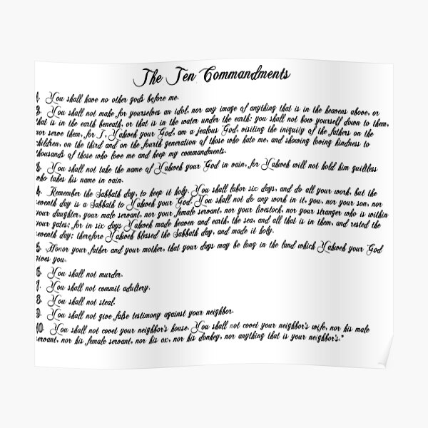 "Copy of The Ten Commandments ~ Handwriting Font" Poster by Espied ...