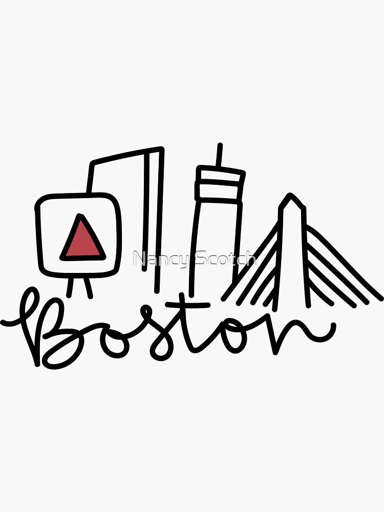 "Boston City Doodle" Sticker for Sale by FancyDancyNancy | Redbubble