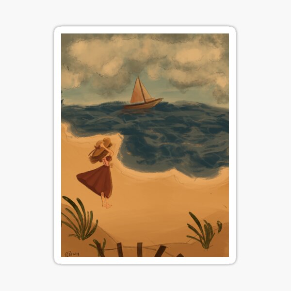 Victorian Girl Beach Sticker For Sale By Emmarudie Redbubble