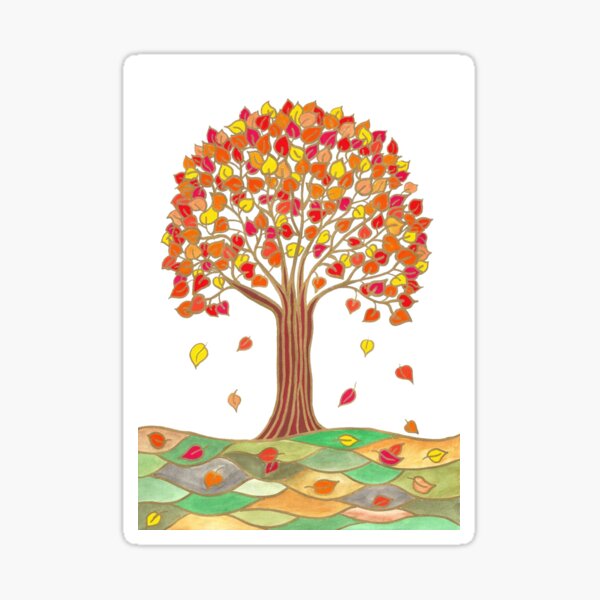 "Stylized Autumn Tree" Sticker by CarolineLembke | Redbubble