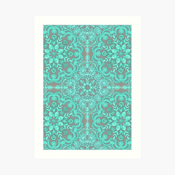 "Mint Green & Grey Folk Art Pattern" by micklyn | Redbubble