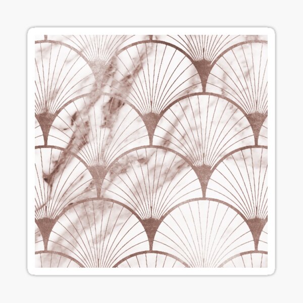 "Art Deco pattern - rose gold marble fans" Sticker for Sale by ...