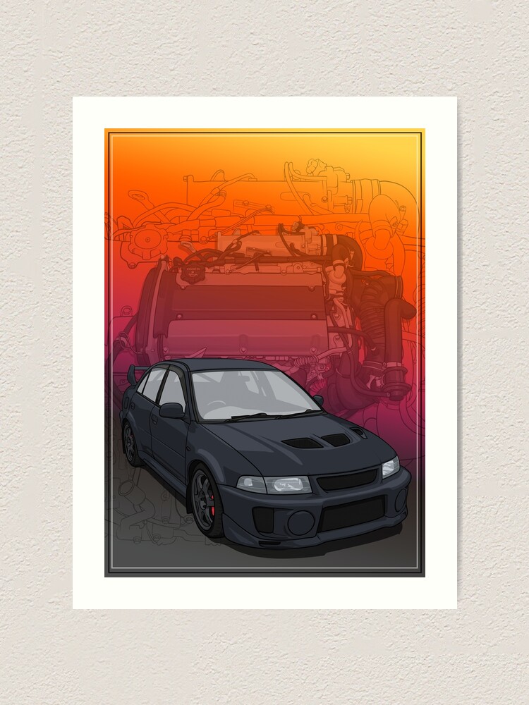 " Evo 5 with 4G63 engine background " Art Print for Sale by ArtyMotive ...