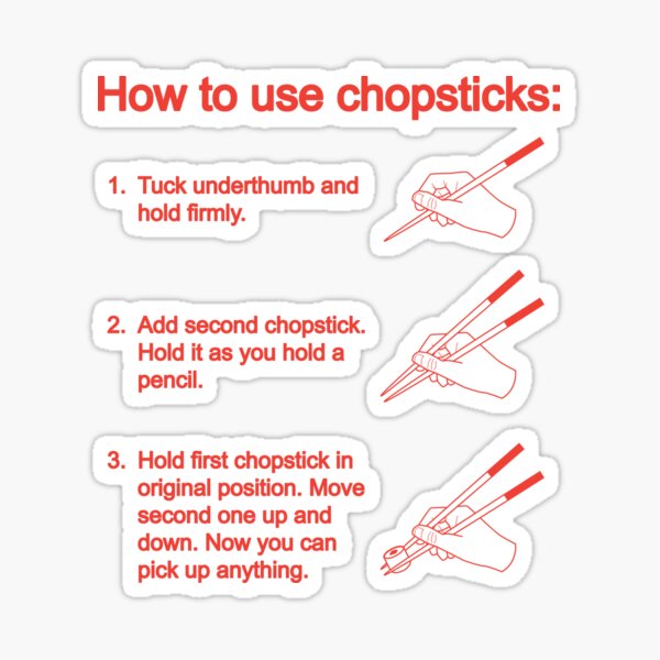 "How to use chopsticks" Sticker for Sale by s2ray | Redbubble