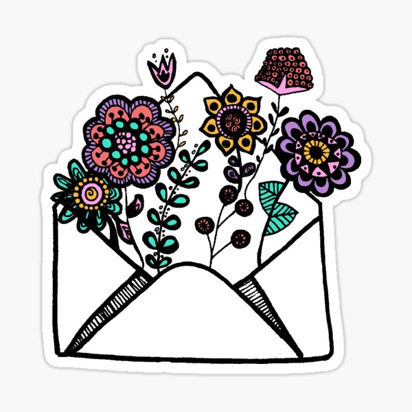 "Zentangle Flower Envelope" Sticker for Sale by alexavec | Redbubble