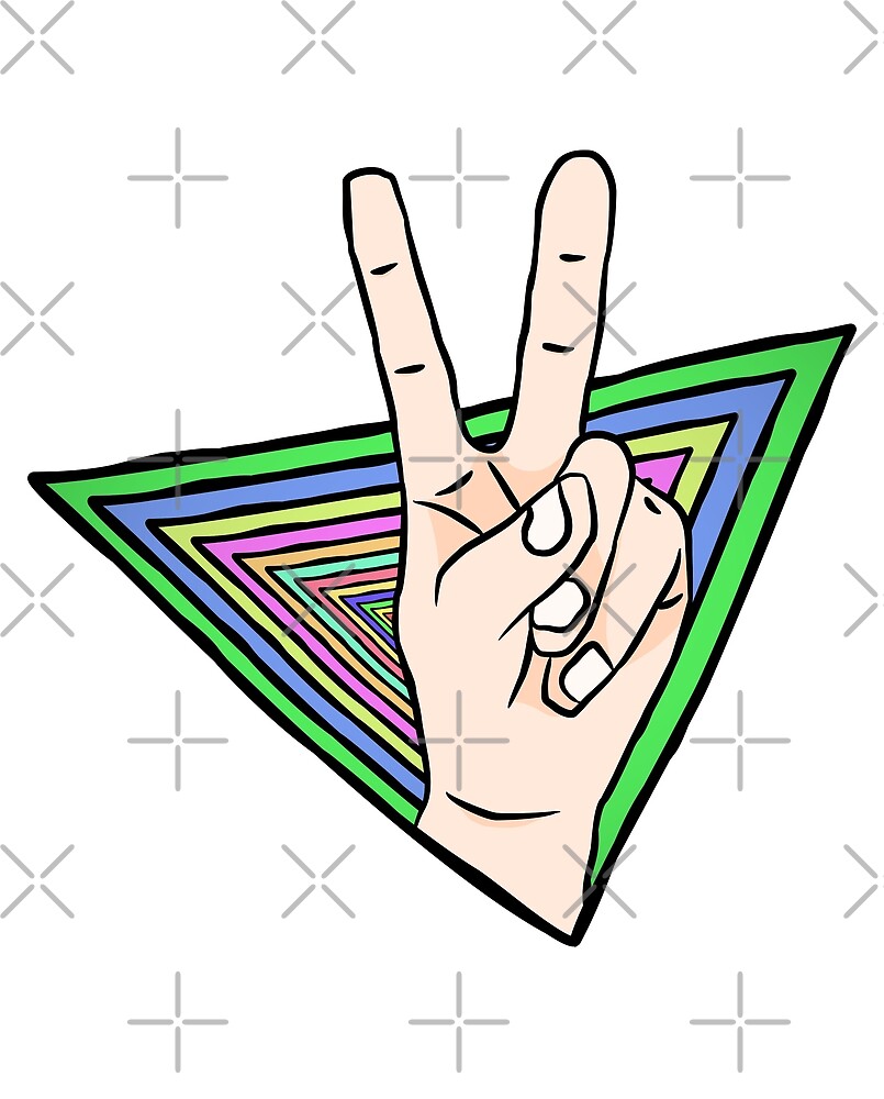 "Radiant Colorful Peace Victory Hand Sign" by therealsadpanda | Redbubble