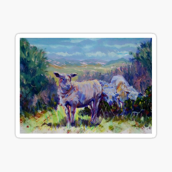 "Purple Sheep in Landscape Painting" Sticker by MikeJory | Redbubble
