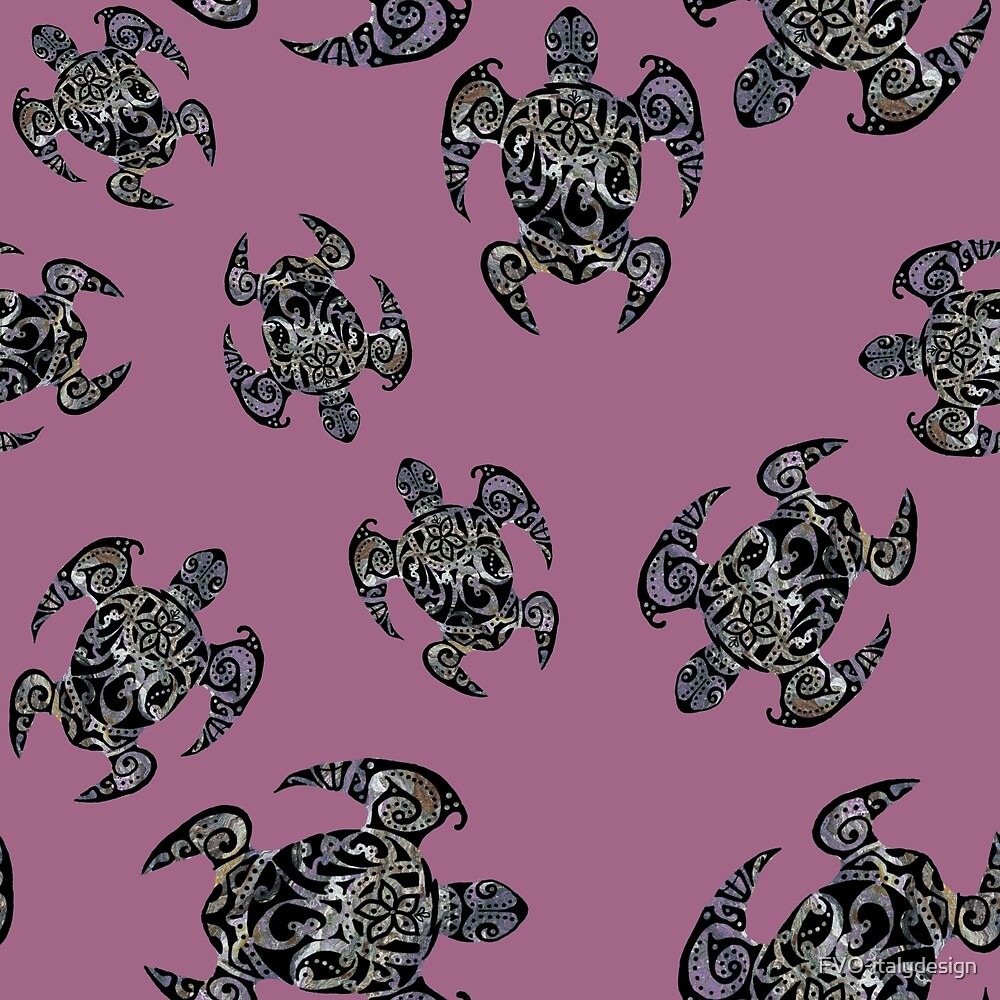 "purple tattoo turtles pattern" by FVO-italydesign | Redbubble
