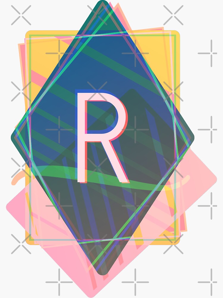 "Pink Pastel Vaporwave Aesthetic Monogram with Initial R" Sticker by ...