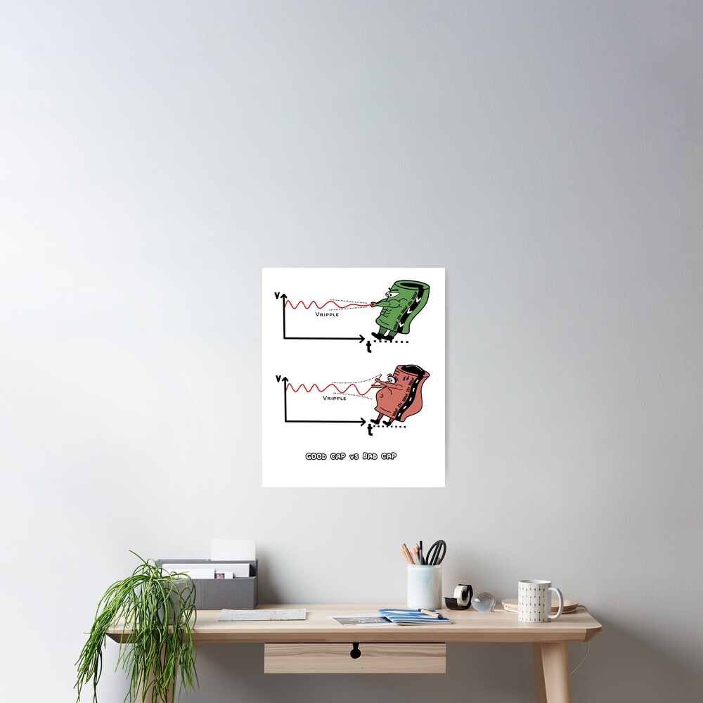 "Good capacitor vs bad capacitor. Filtering voltage ripple." Poster for ...