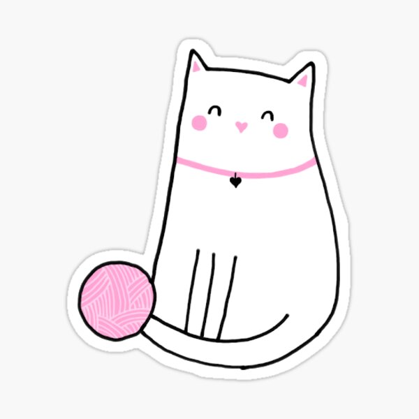 Cute White Cat Sticker For Sale By Rosegold18 Redbubble