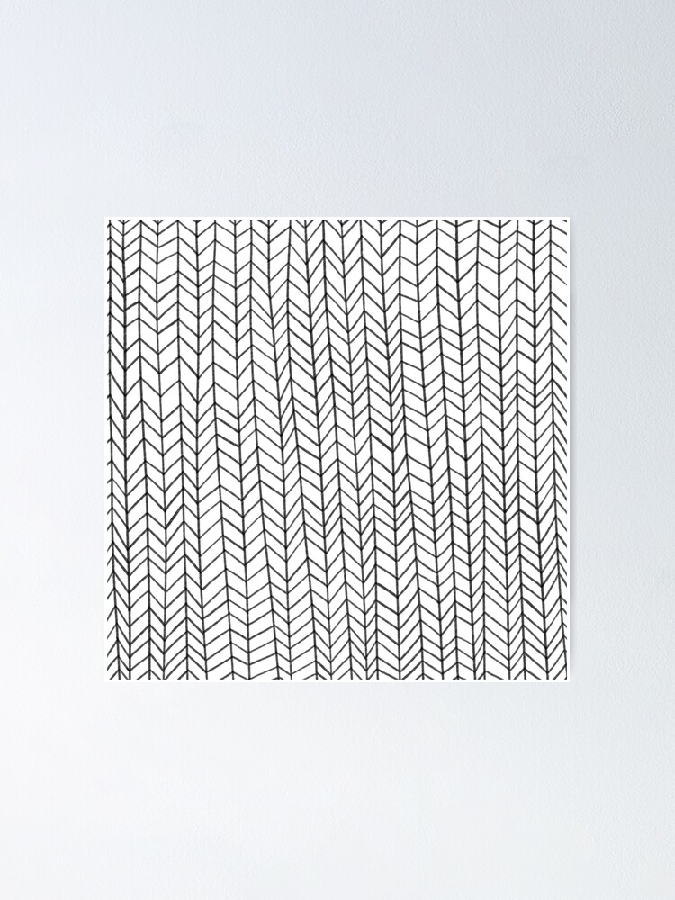 "Herringbone Design - Black and White Fish Bone Pattern" Poster by ...