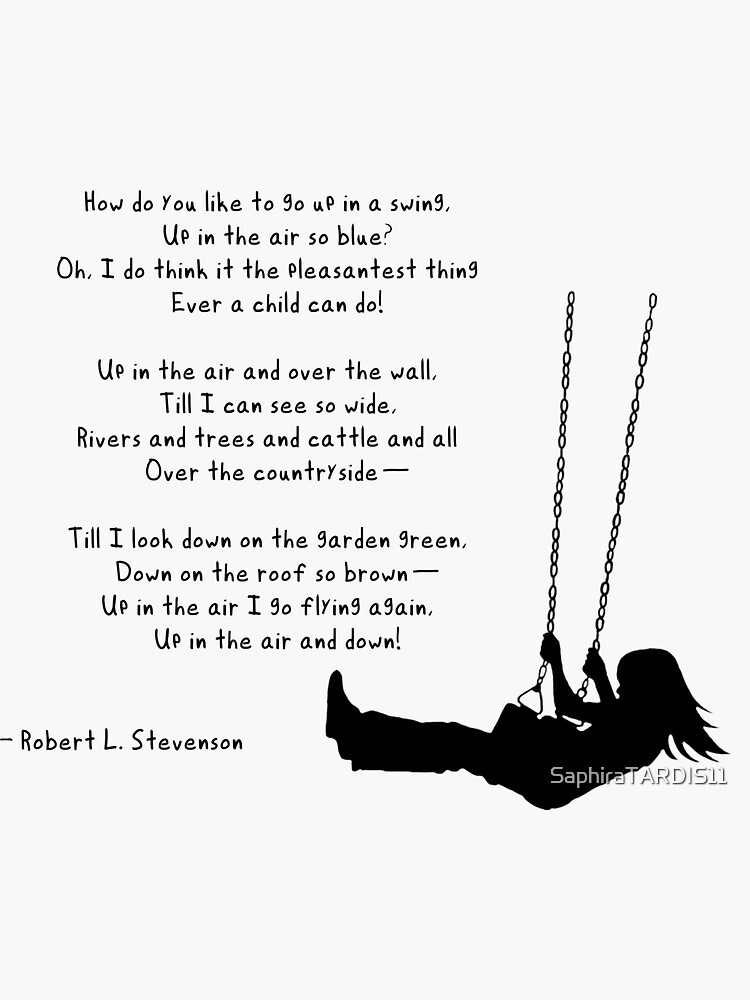 "The Swing - By Robert Louis Stevenson" Sticker for Sale by ...