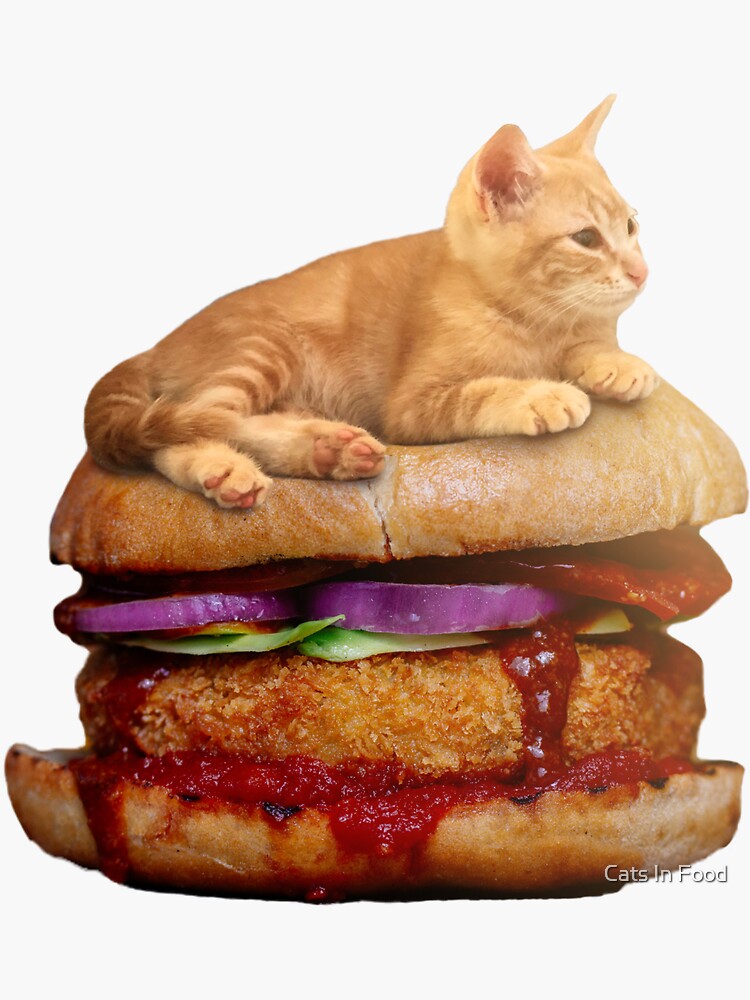 "Burger Cat" Sticker for Sale by catsinfood | Redbubble