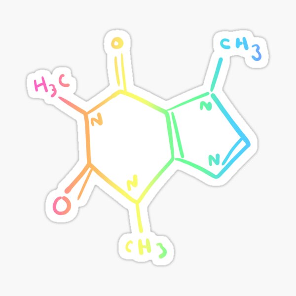 "Rainbow Caffeine Molecule" Sticker for Sale by KelseyLovelle | Redbubble