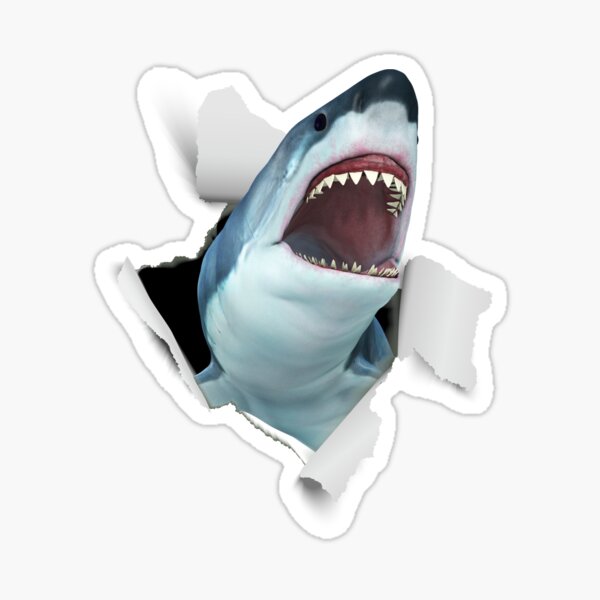 "3D Great White Breakthrough Shark product Shark Bite design" Sticker ...