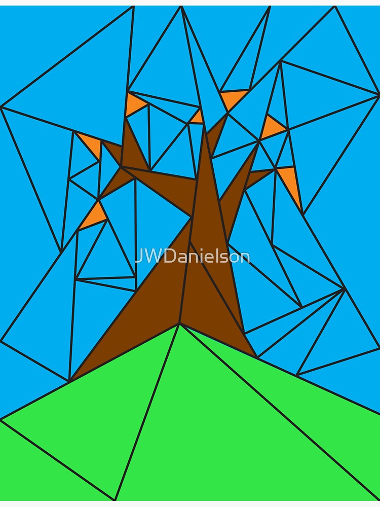"Triangularism: Tree on the Hill 02" Sticker by JWDanielson | Redbubble