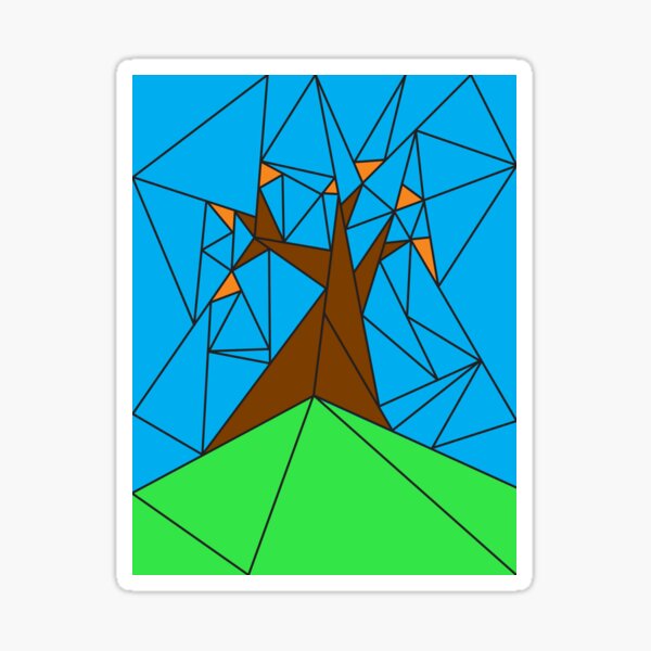 "Triangularism: Tree on the Hill 02" Sticker by JWDanielson | Redbubble