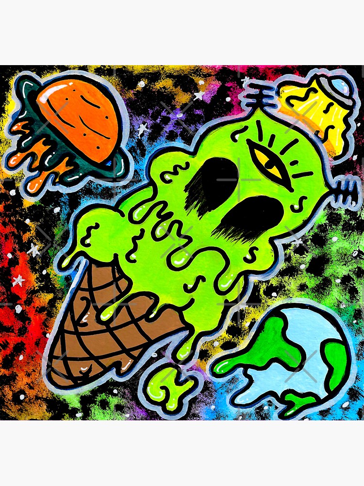 "Alien Ice Cream Cone" Sticker by Vgdraw | Redbubble