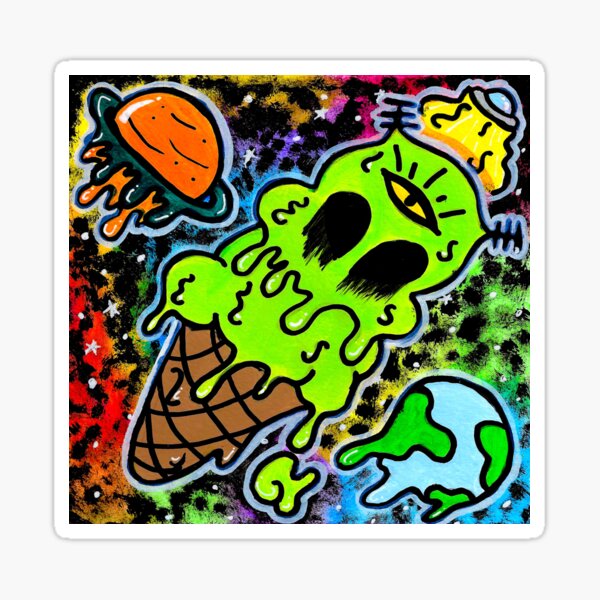 "Alien Ice Cream Cone" Sticker for Sale by Vgdraw | Redbubble