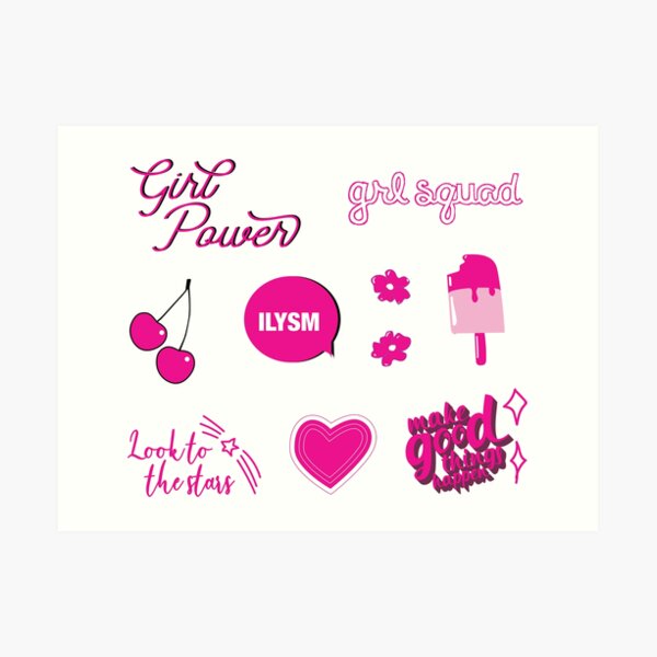 "Hot Pink Sticker Pack - collection of hand drawn images and text for ...