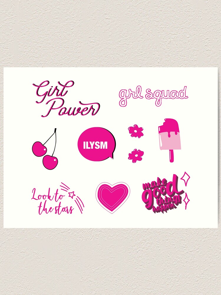 "Hot Pink Sticker Pack - collection of hand drawn images and text for ...
