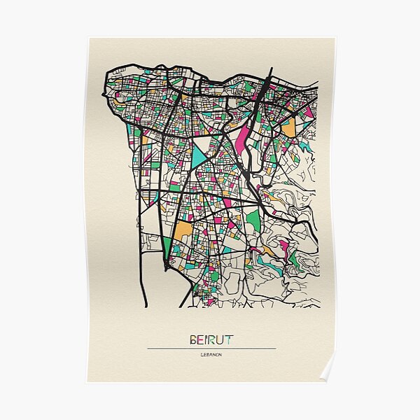 "Beirut, Lebanon Street Map" Poster by geekmywall | Redbubble