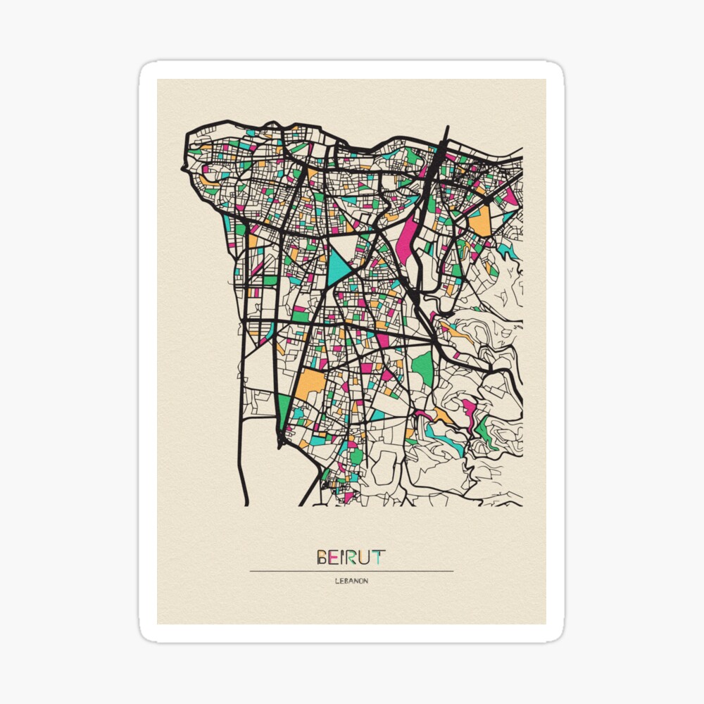 Art & Collectibles Beirut Map Print Lebanon Map Art Beirut Map Beirut ...