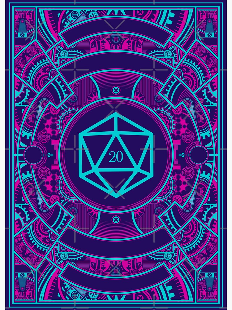 "Futuristic Neon Noir Tabletop RPG D20 Dice" Sticker by pixeptional ...