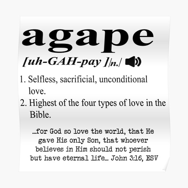 "Agape Love Christian Dictionary - Faith In Style" Poster for Sale by ...