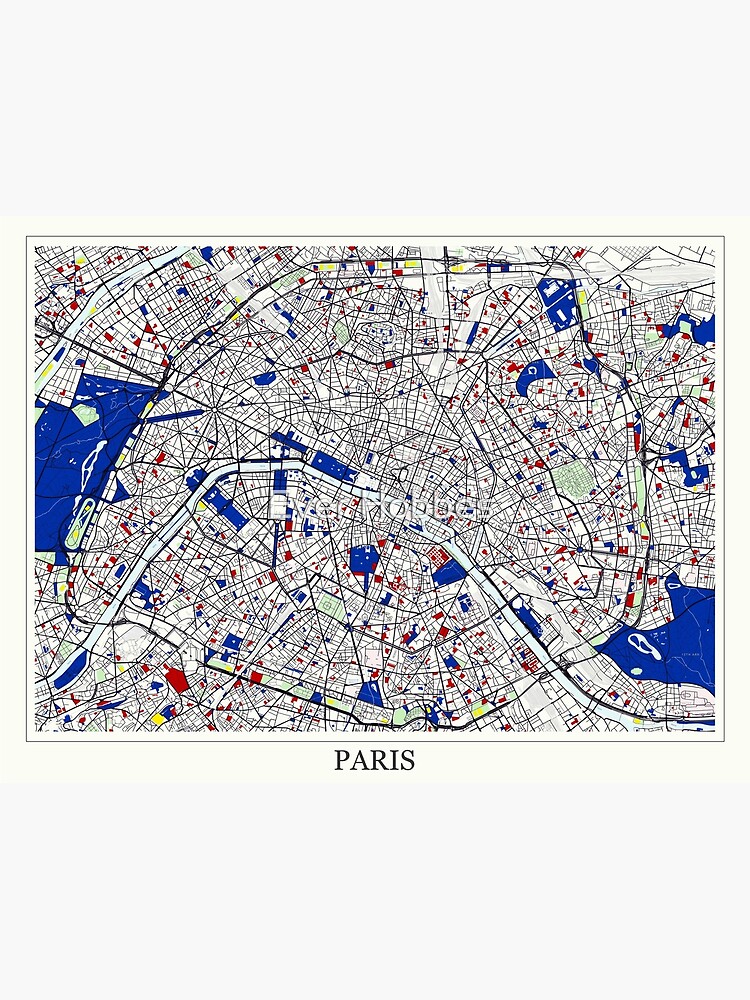 "Paris, Mondrian Style City Map" Canvas Print by ConsumeCreate | Redbubble