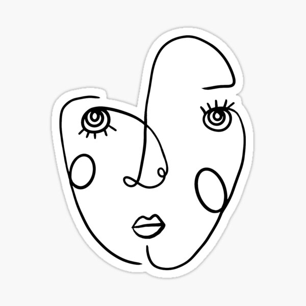 "Line drawing face" Sticker by juxtapositionuk | Redbubble