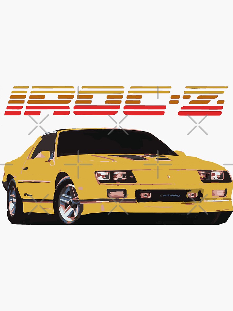 "1980s Chevy Camaro IROC-Z Z28 Yellow" Sticker for Sale by FromThe8Tees ...