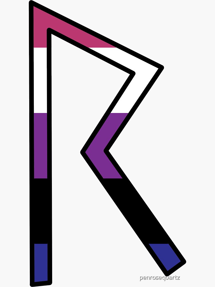 "genderfluid raidho pride rune" Sticker by penrosequartz | Redbubble