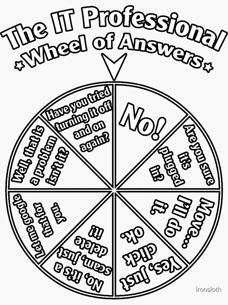 "The IT Professional Wheel of Answers" Sticker for Sale by ironsloth ...