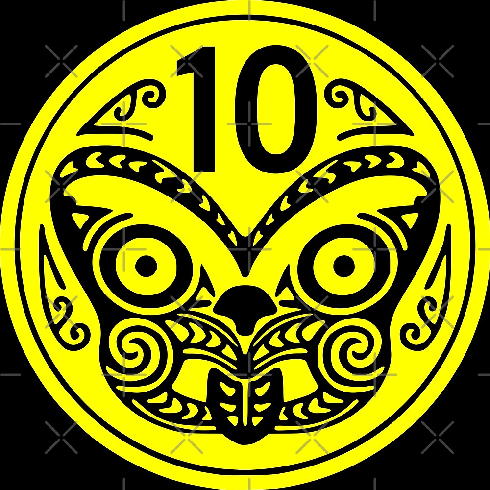 "Ten Cent Coin, yellow, New Zealand Currency" by Kiwidom | Redbubble